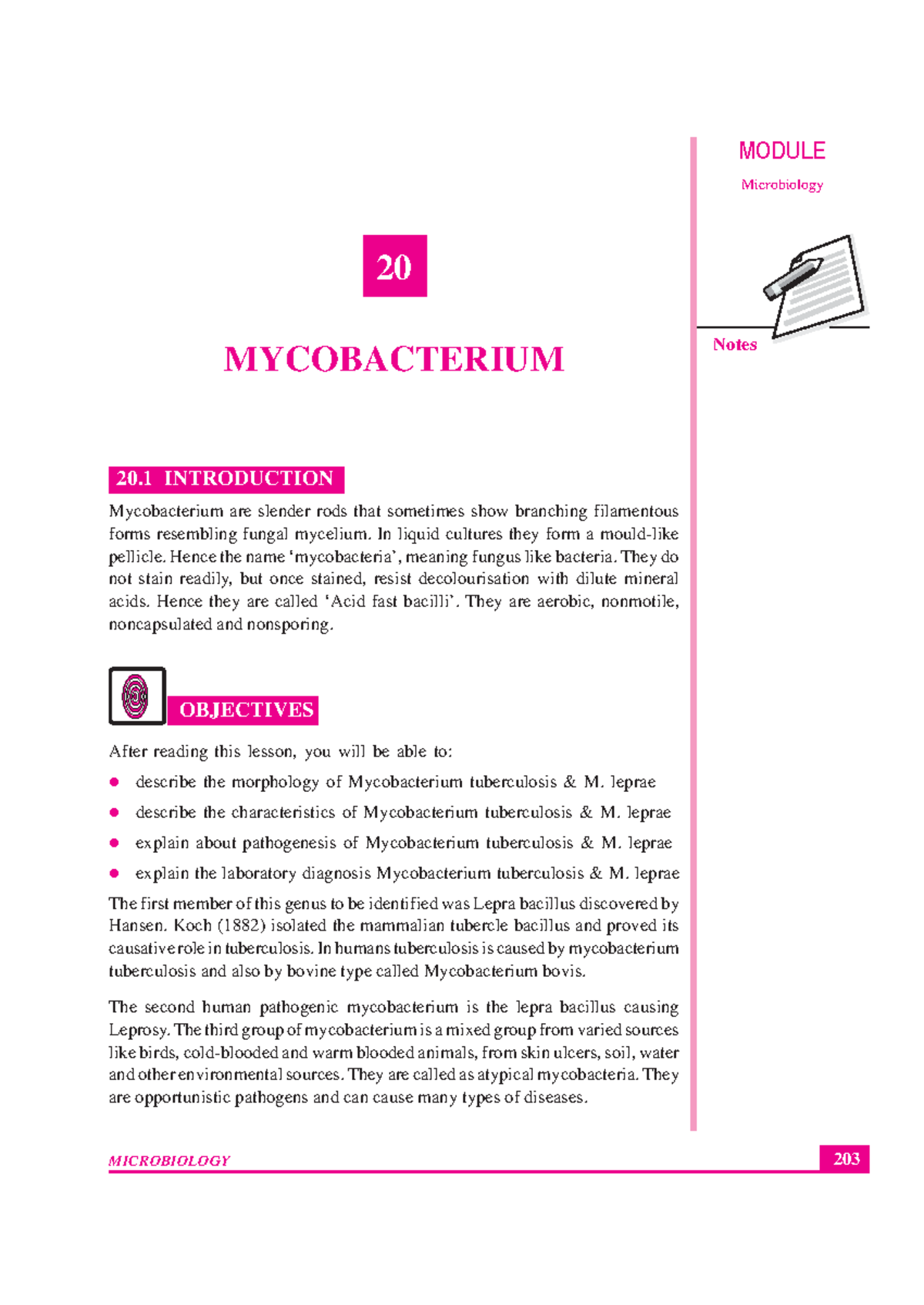 Mycobacterium - 203 Mycobacterium MODULE Microbiology Notes 20 ...