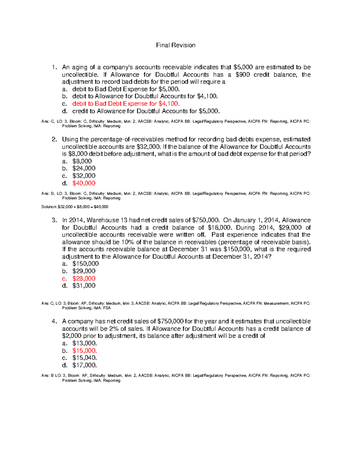 Final Revision - Mcqs test exam bank for chapter 9 and chapter 12 ...