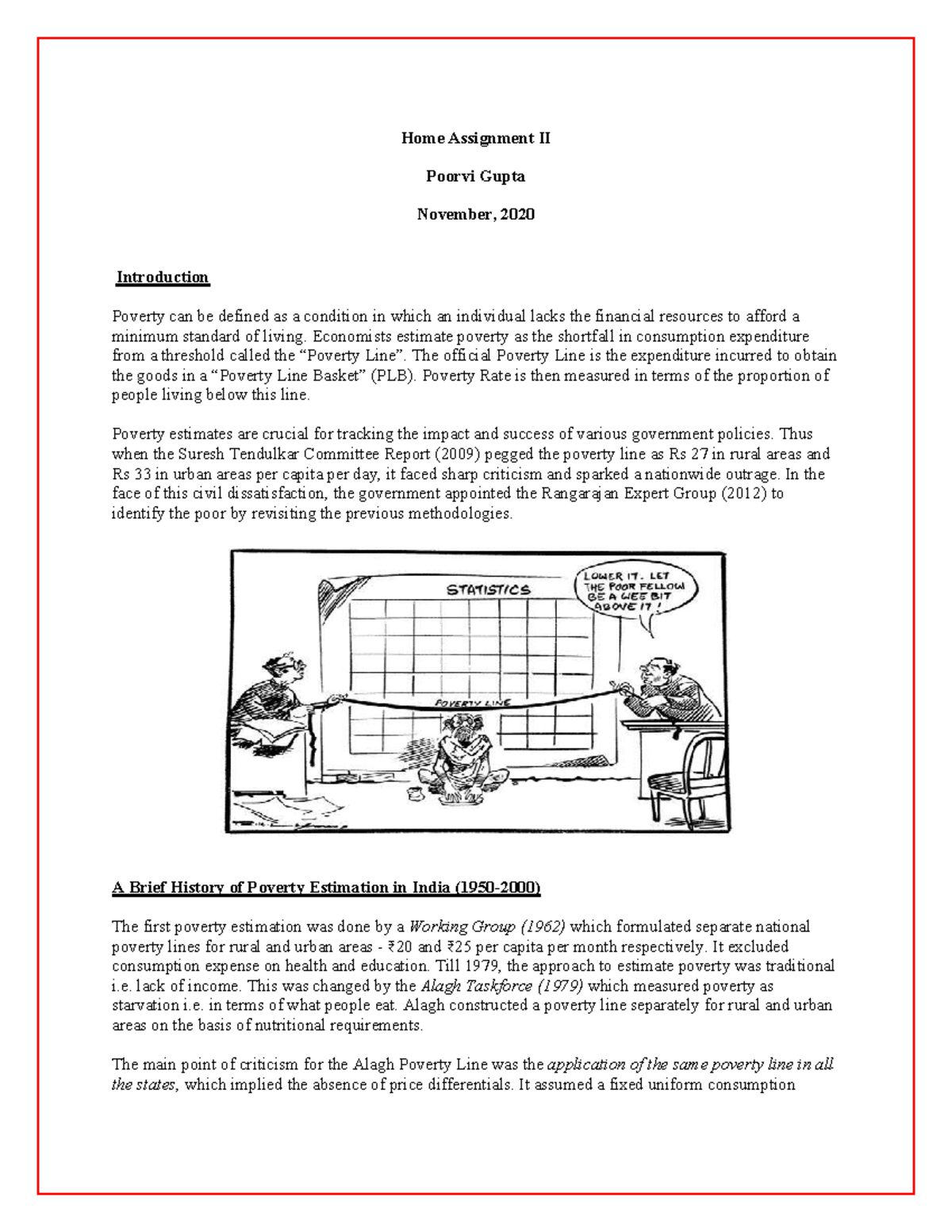 Poverty essay - Home Assignment II Poorvi Gupta November, 2020 ...