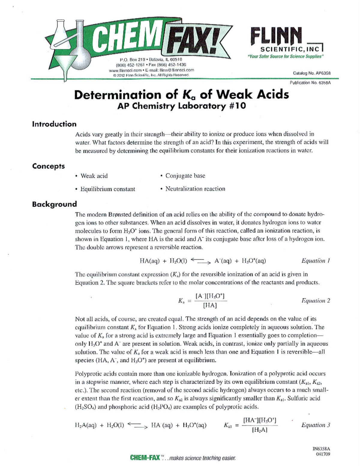 Copy of Determination of the Ka of a Weak Acid - Studocu