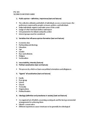 PSC 101 - notes - PSC 101 American Political Process and Behavior 01 ...