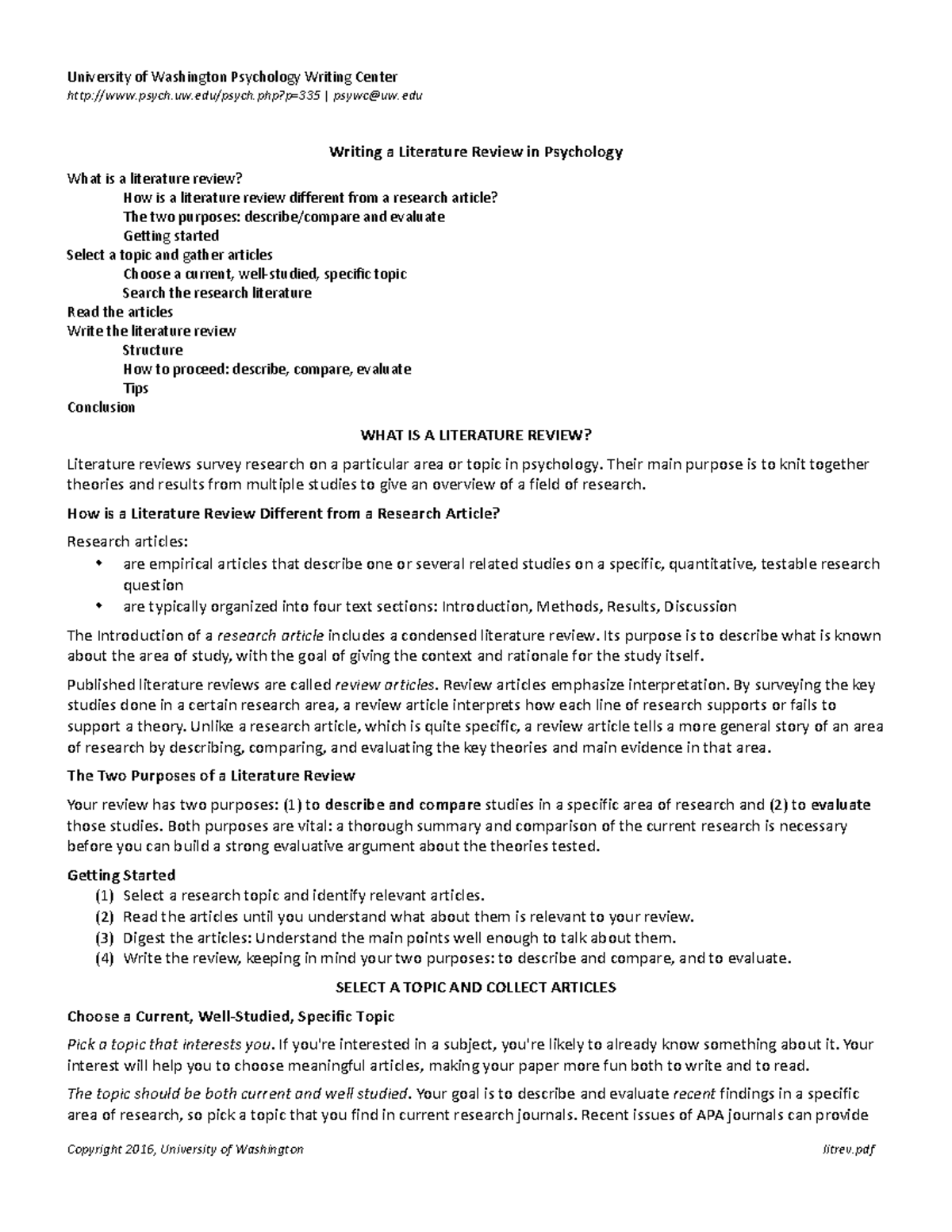 Lit Review - University of Washington Psychology Writing Center psych ...