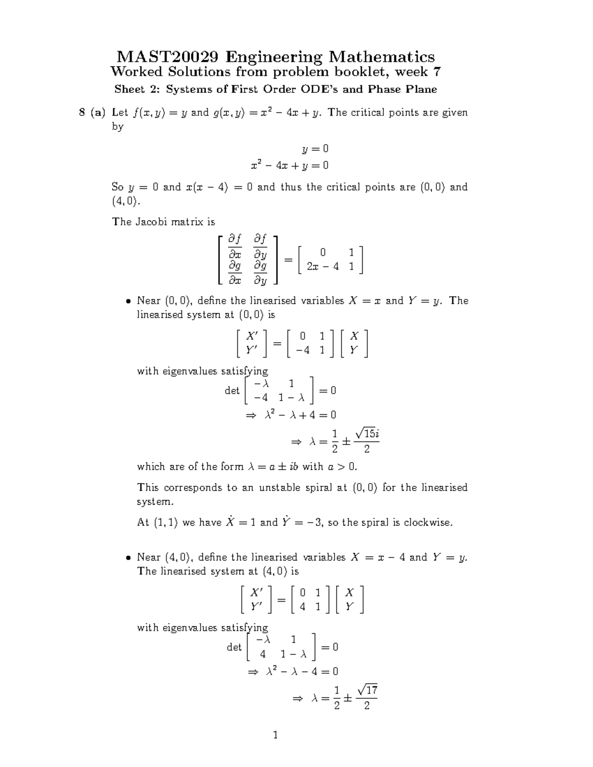 Solutions 7 engmaths - Tute Solution 7 - MAST20029 Engineering ...