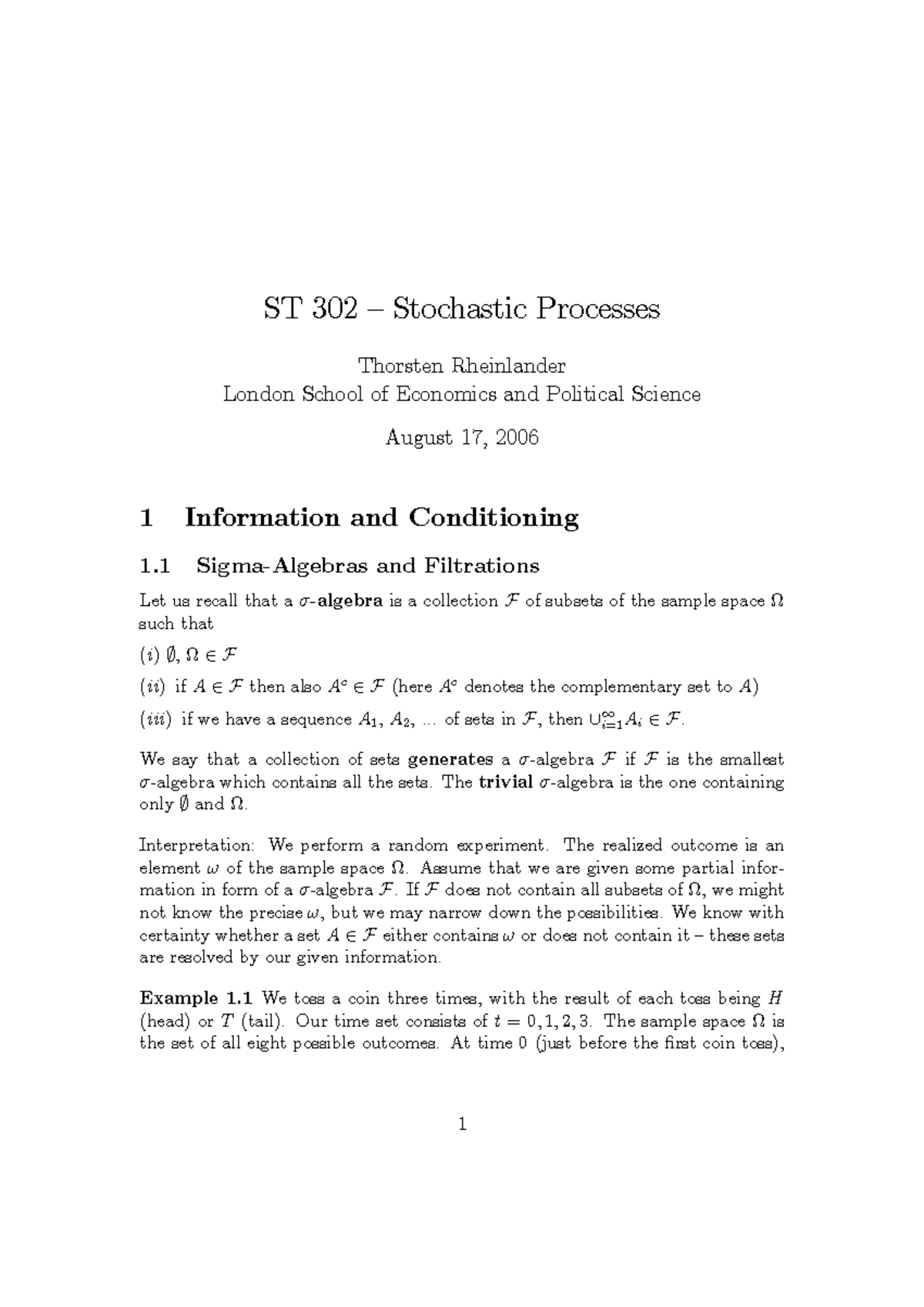 302 Lecture Note - ST302 - London School of Economics - Studocu