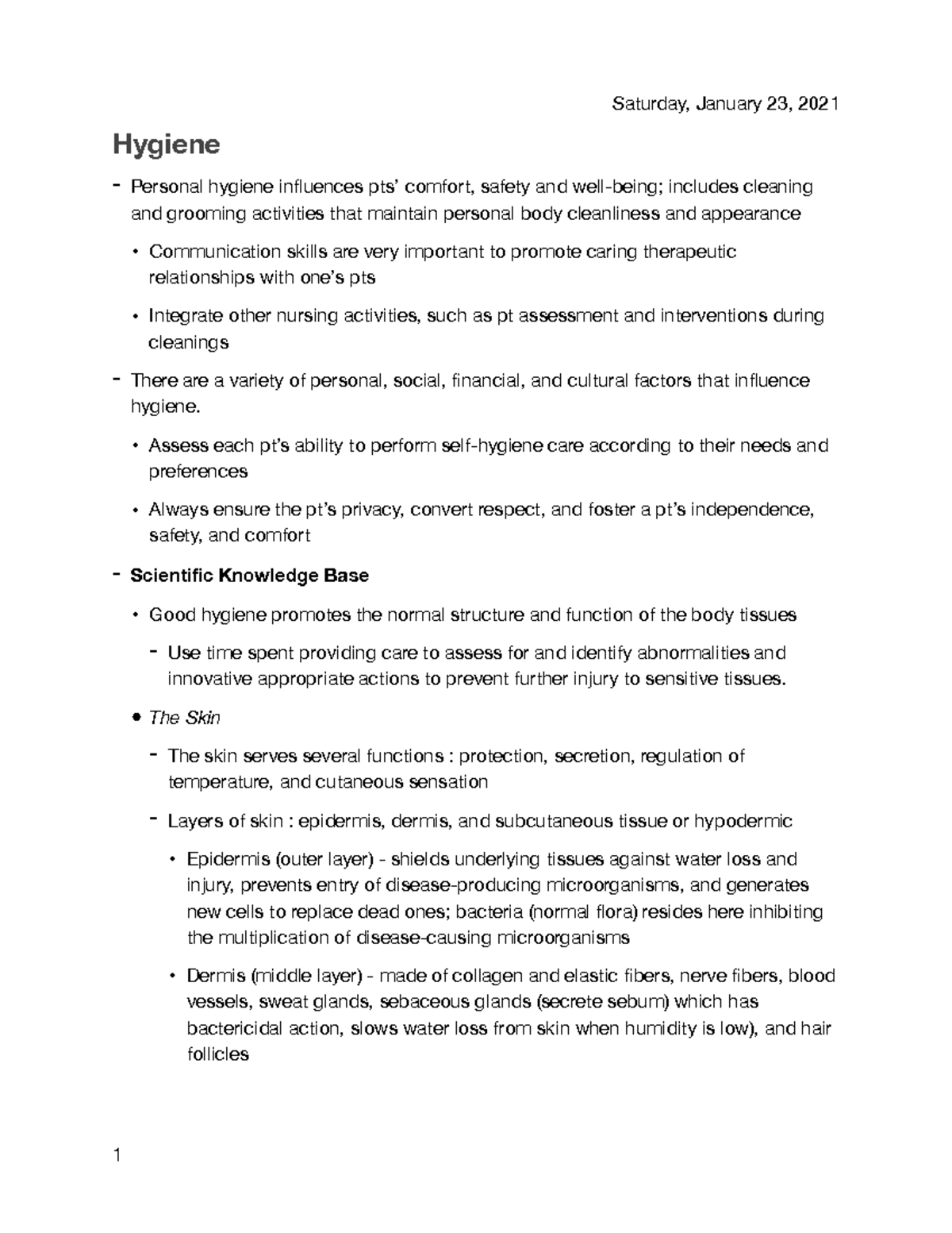 P&P CH 40 Hygiene - Lecture notes 3 - Hygiene - Personal hygiene ...