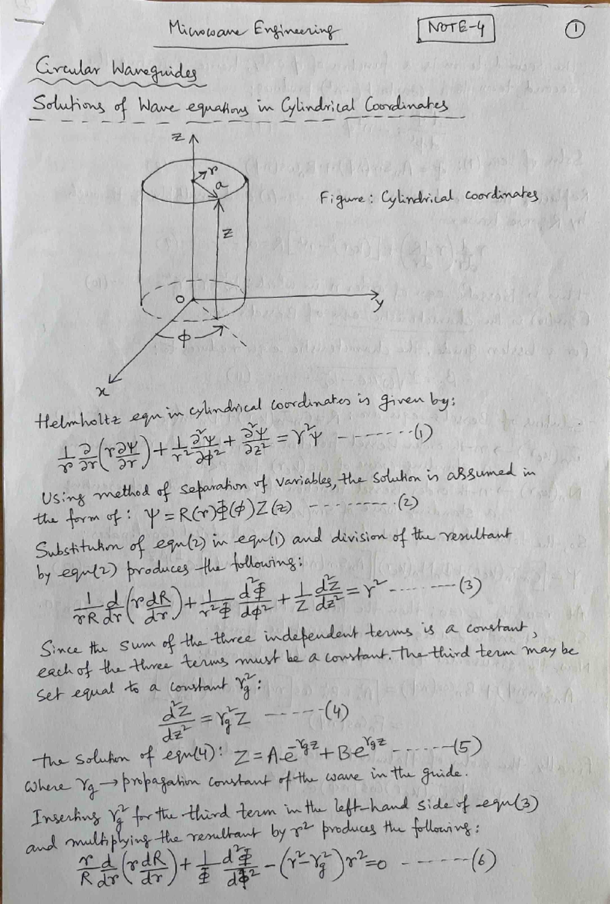 Microwave note 4 - notes on TE and TM modes of a circular waveguide ...