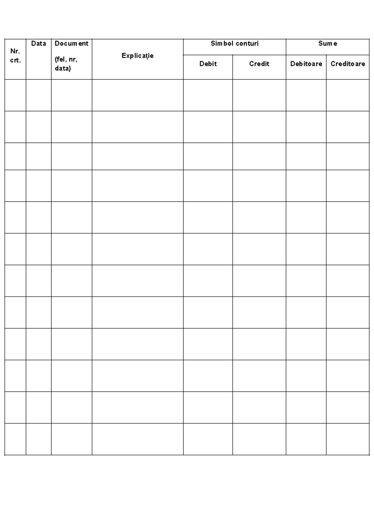 Tabel conta - Contabilitate Accounting - Nr. crt. Data Document Explica ...