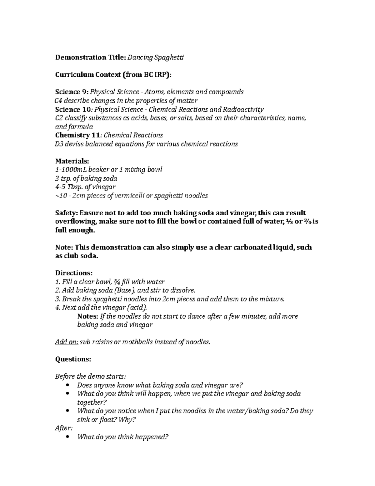 Dancing spaghetti - Proven Demonstrations - Demonstration Title ...