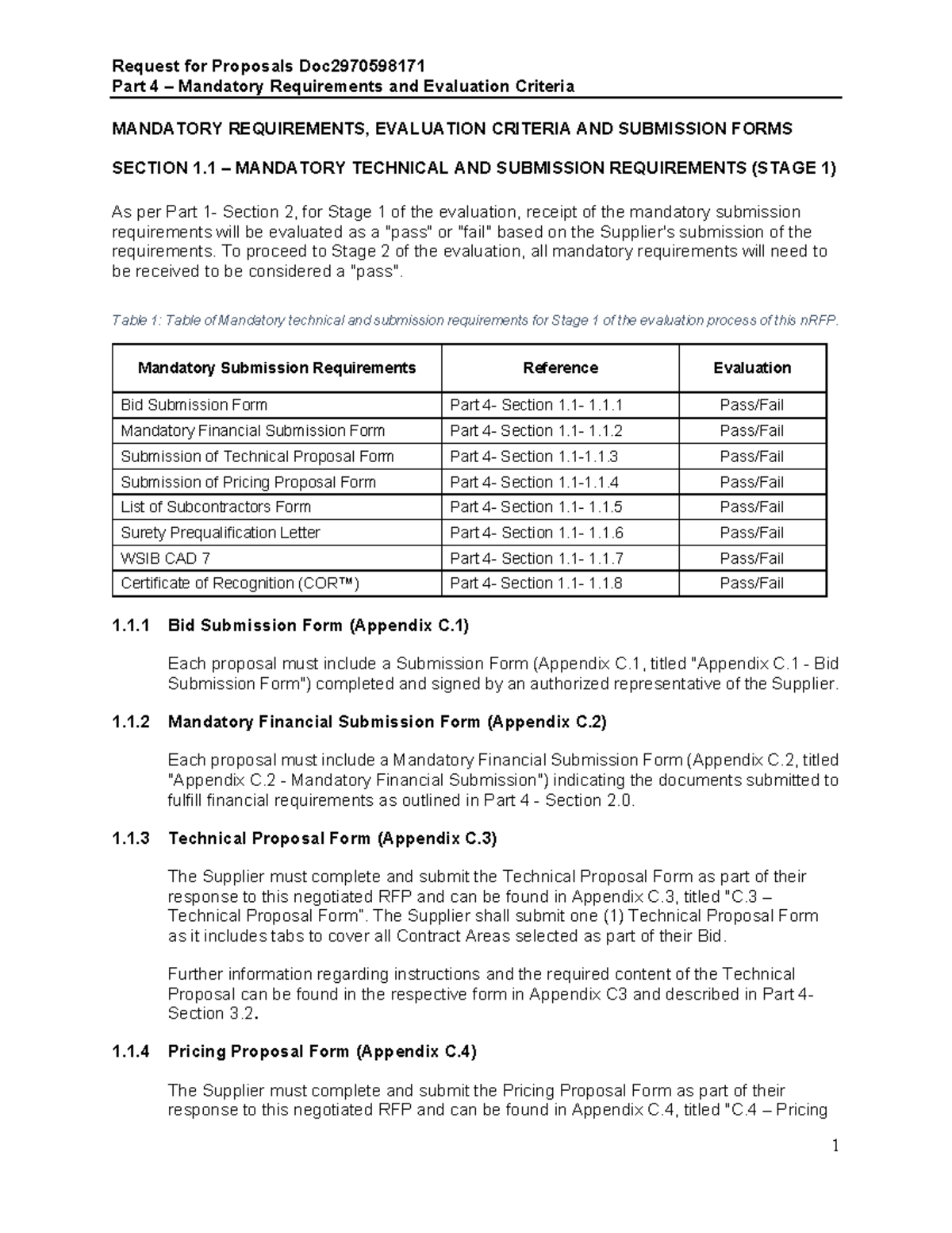 Part 4 - Mandatory Reqiurements and Evaluation Criteria - Part 4 ...