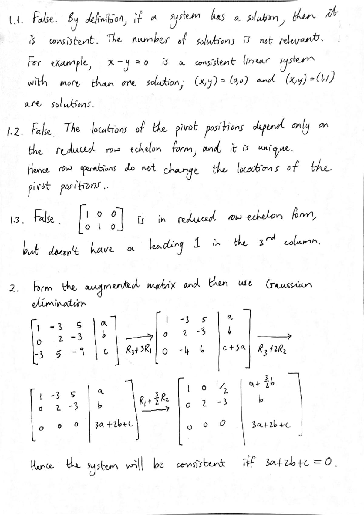 MTHS212 - CA1 - memo - Linear Algebra Assignment 1 Memo - MTHS212 - Studocu