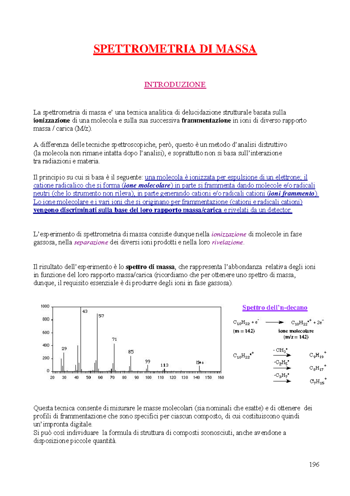 Spettrometria massa - chimica analitica - SPETTROMETRIA DI MASSA ...