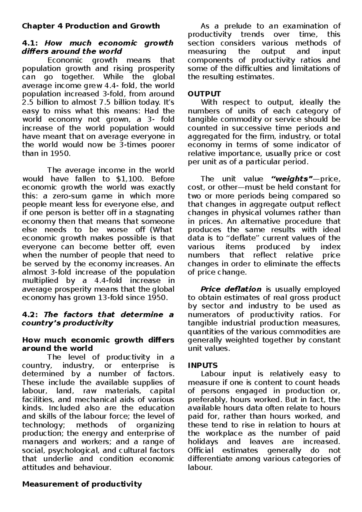 Chapter 4 Production and Growth - Chapter 4 Production and Growth 4 ...