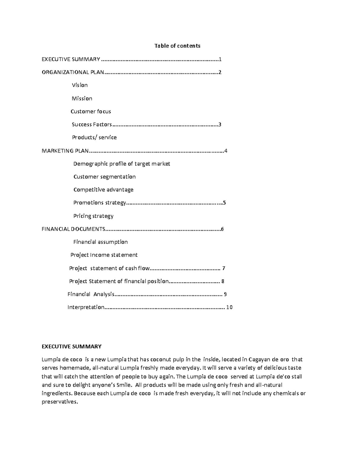 Table of content 1 - Table of contents EXECUTIVE SUMMARY - Studocu