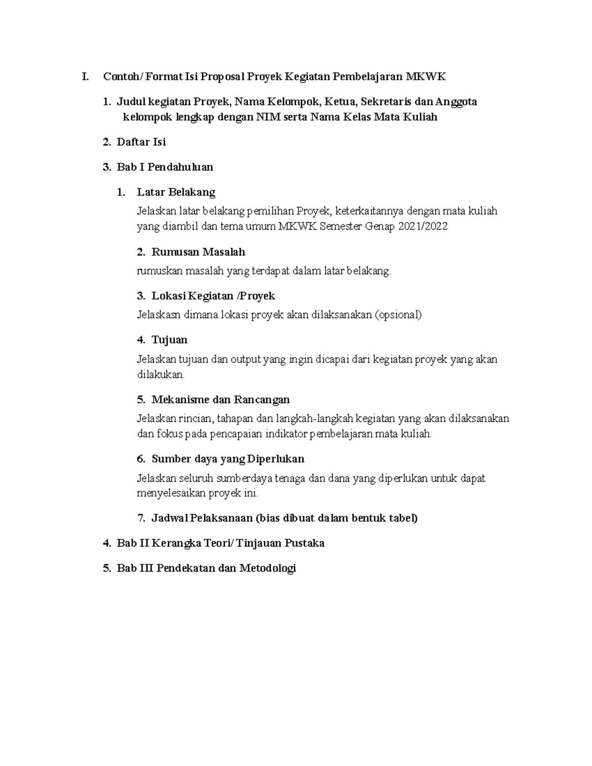 Lecture Notes Templete Proyek MKWK (Mata Kuliah Wajib Kurikulum) - I ...