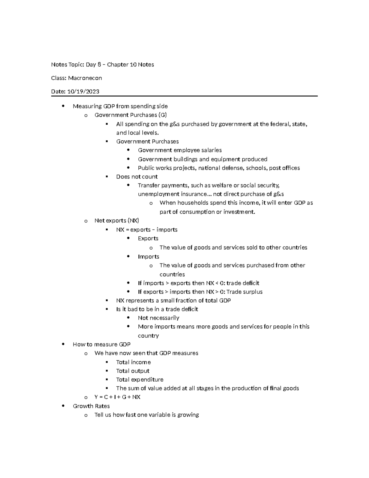 Day 8 Class Notes - Chapter 10 - Notes Topic: Day 8 – Chapter 10 Notes ...