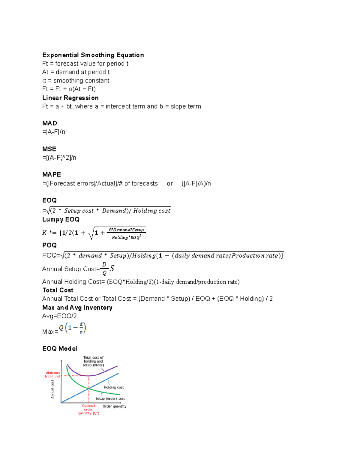 Mgtop Study Guides - Exponential Smoothing Equation Ft = forecast value ...