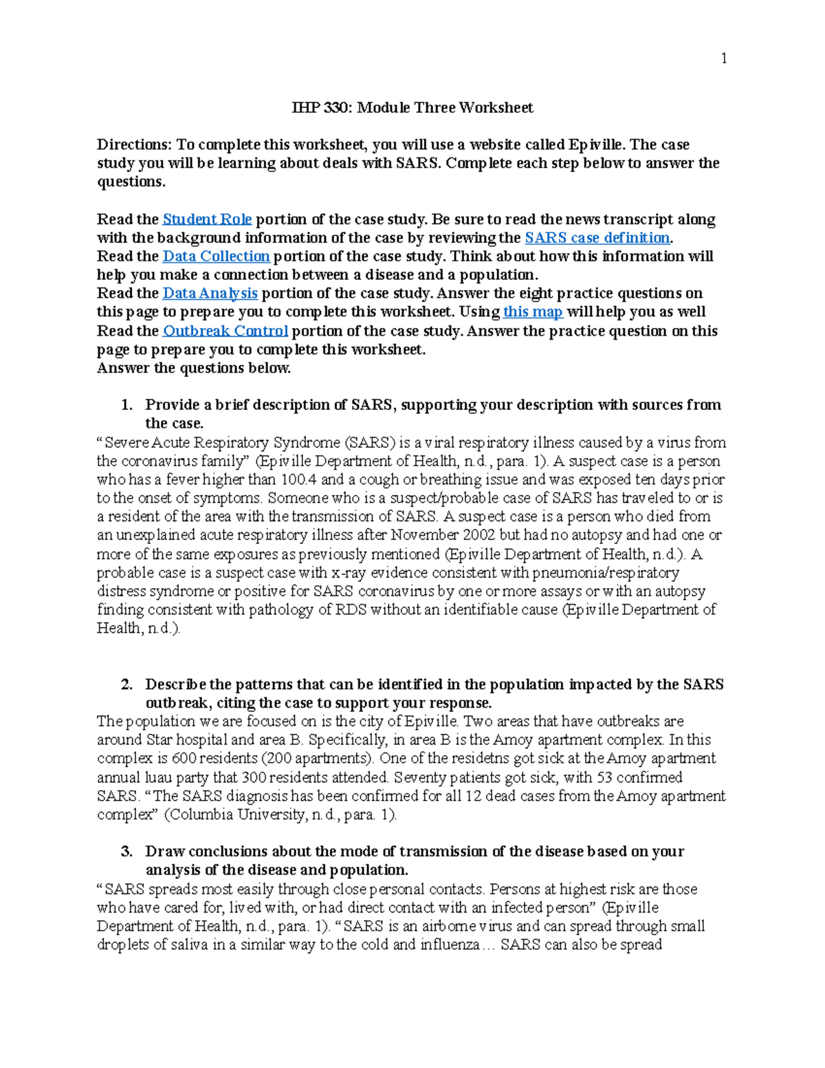 Module Three Worksheet - 1 IHP 330: Module Three Worksheet Directions ...