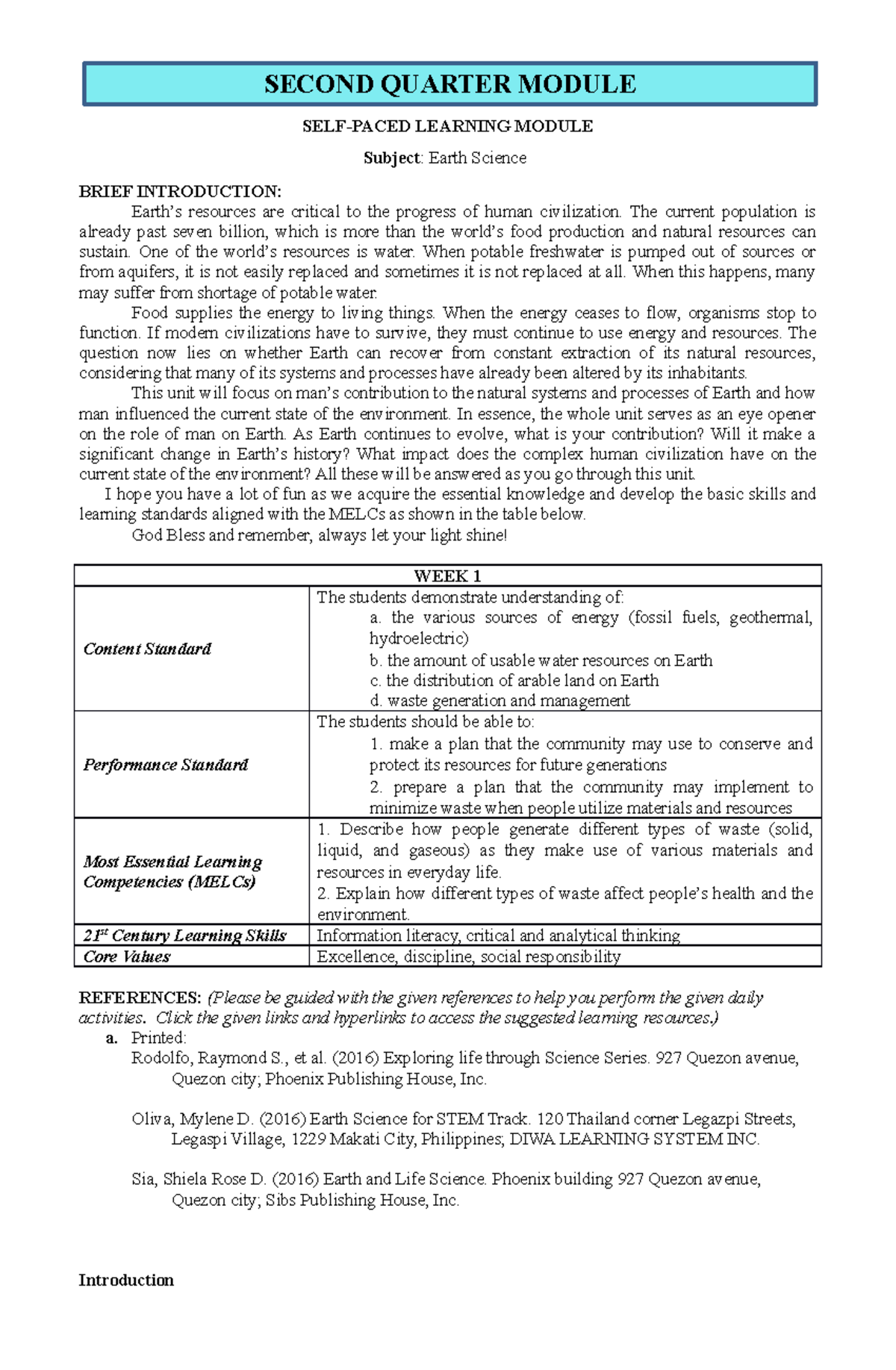 Earth Science Second Quarter Earth Science Second Quarter - SELF-PACED ...