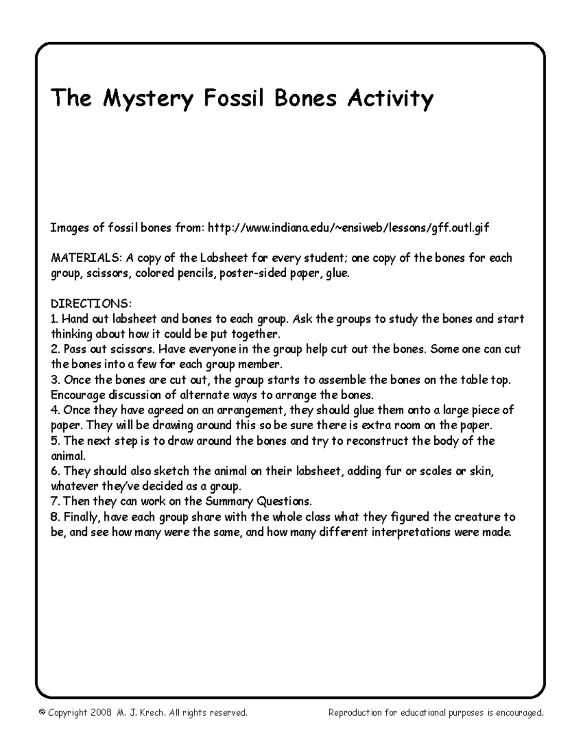 Mystery Bones - Fossil and Evidence for Evolution - The Mystery Fossil ...