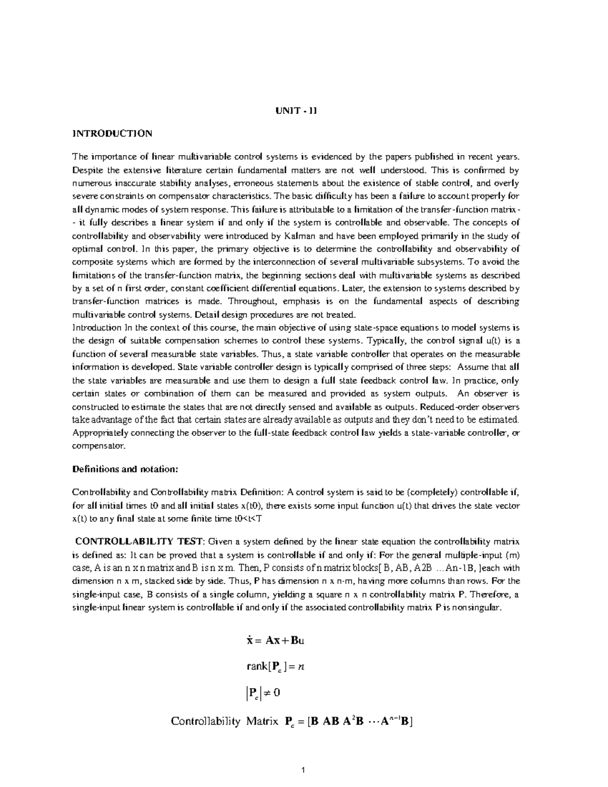 Advanced-Control-Systems Notes U2 - UNIT - II INTRODUCTION The ...
