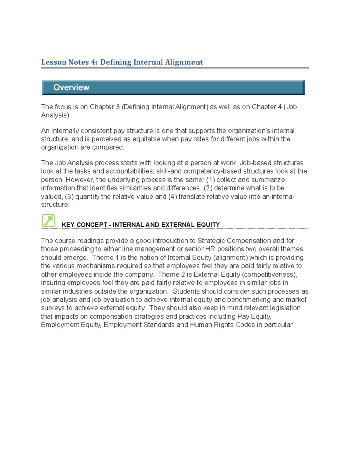 04. Lesson Notes - Wk4 - Chapters 3 and 4 - Lesson Notes 4: Defining ...