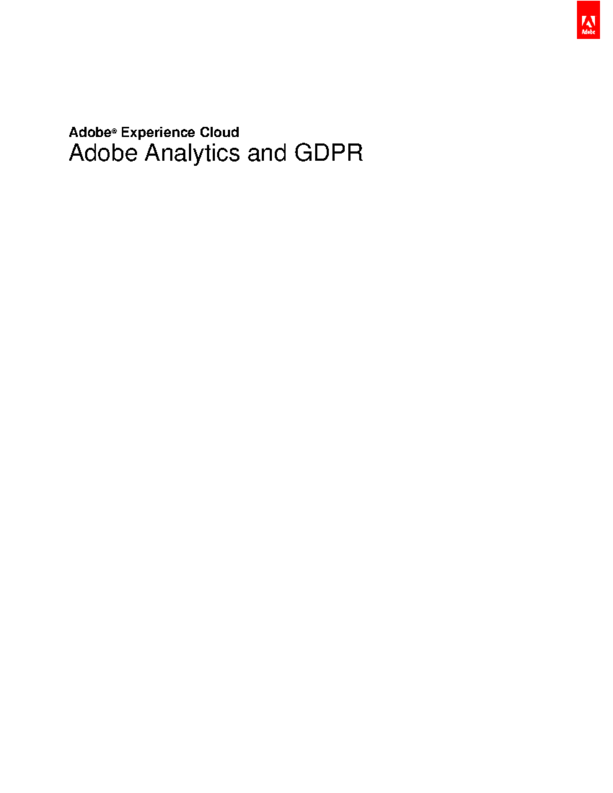 Adobe Analytics and GDPR ( PDFDrive ) - Adobe® Experience Cloud Adobe ...
