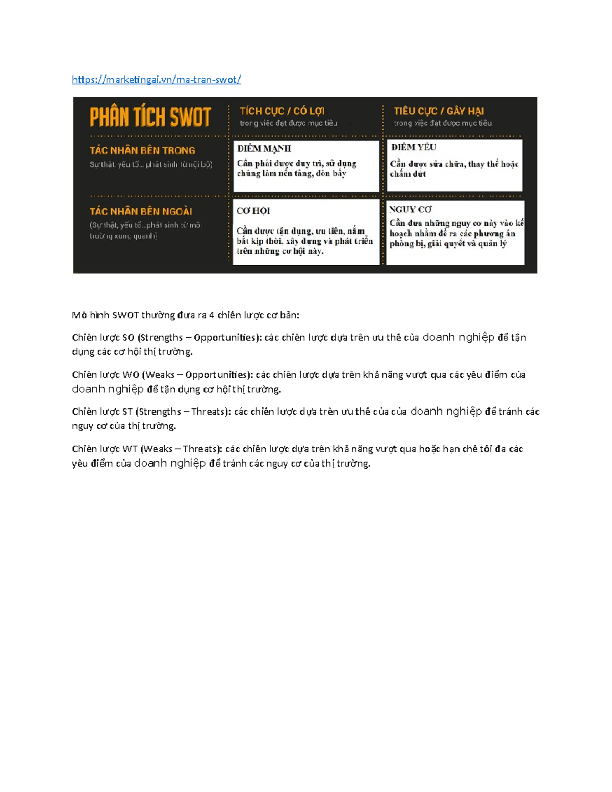 Swot Swot Marketingai Ma Tran Swot Mô Hình Swot Th ường đ ưa Ra 4