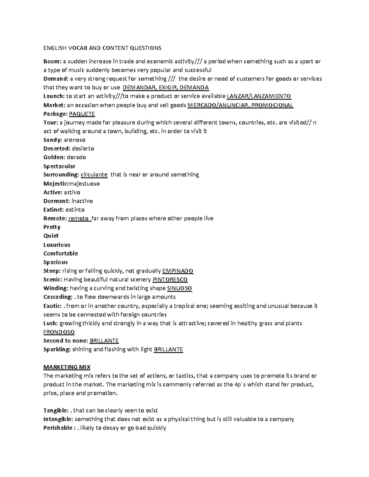 English 2 - apuntes de vocabulario de la asignatura - ENGLISH VOCAB AND ...