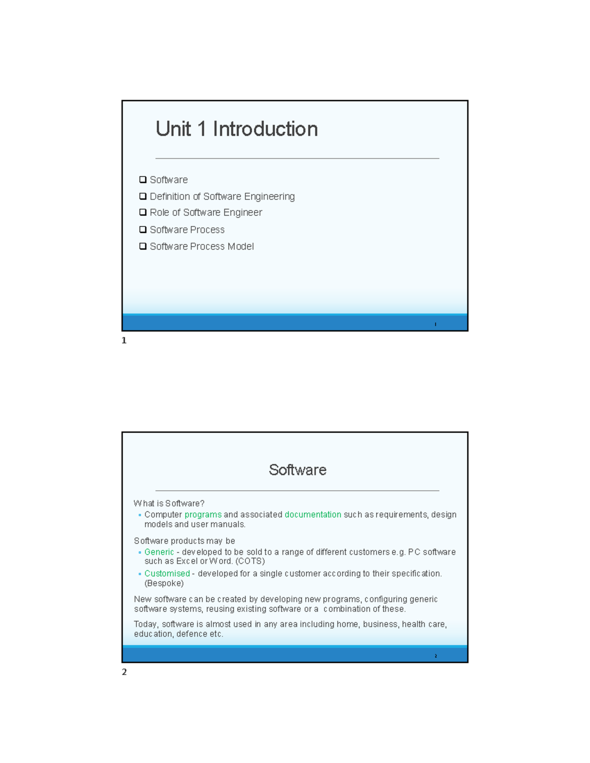 Part 1 - Unit 1 - Introduction - Unit 1 Introduction Software ...