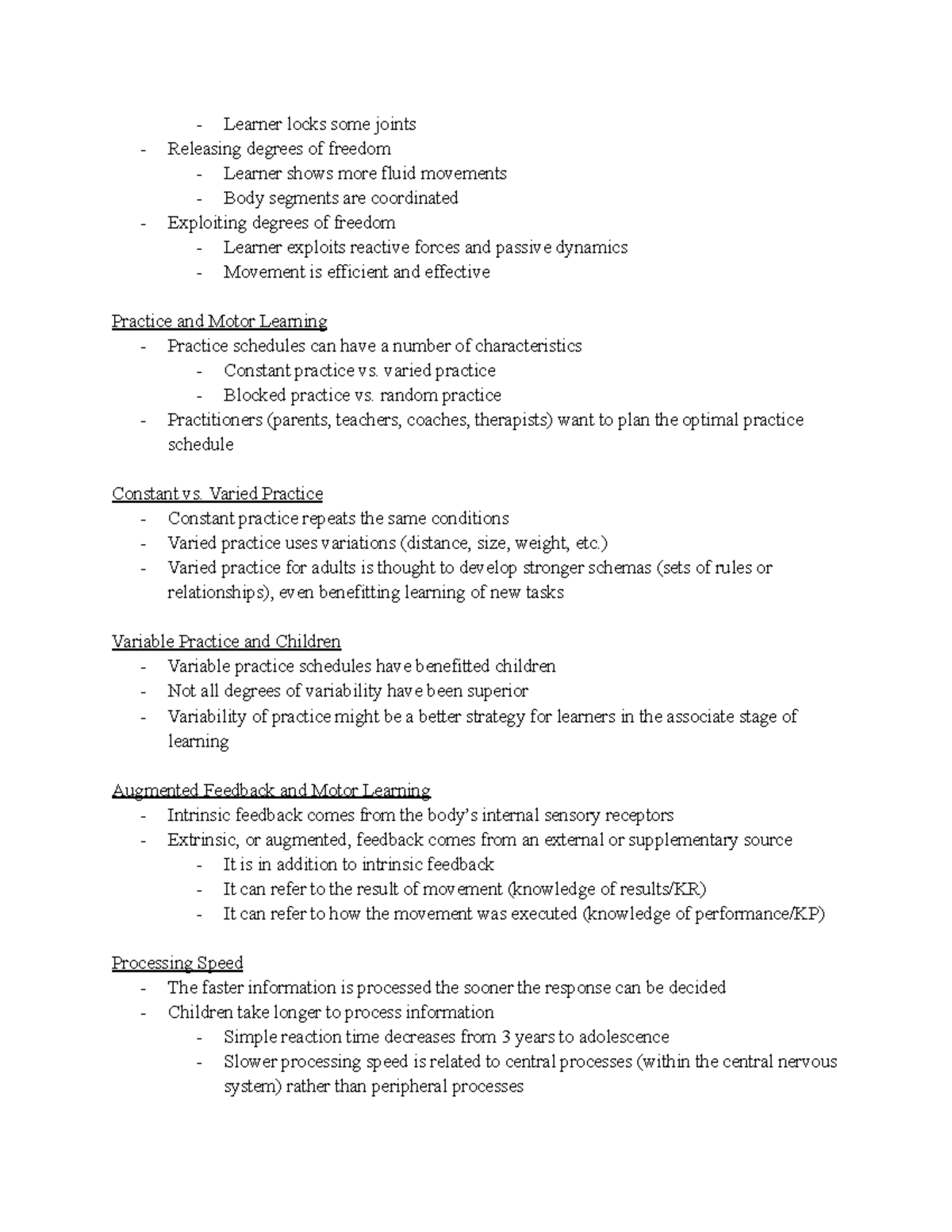 EXSC 235 - Ch. 17 In Class Notes (2) - Learner locks some joints ...