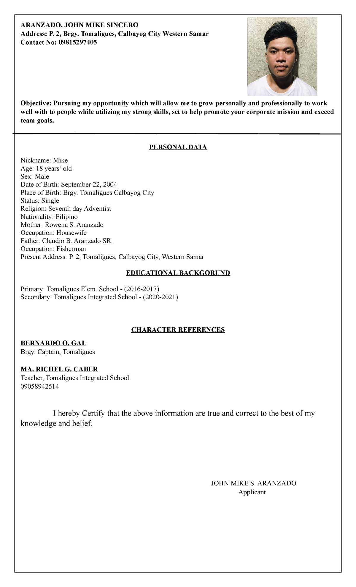 Resume A - It will help you to guide some information you need to know ...