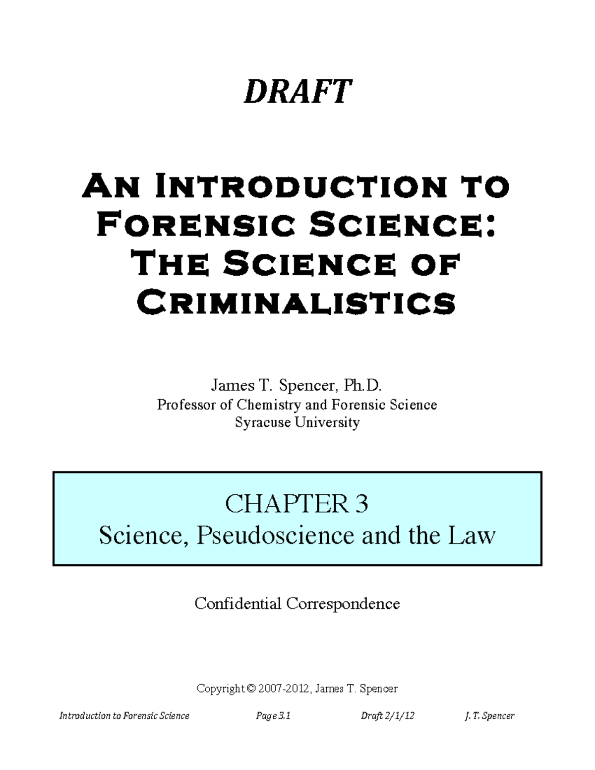 Forensics Textbook Chap 3 Sci Pseudo Law - DRAFT An Introduction to ...