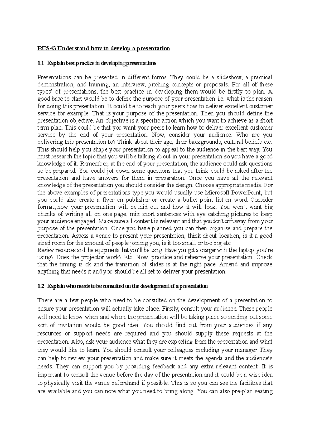 BUS43 - Business Admin essay - BUS43 Understand how to develop a ...