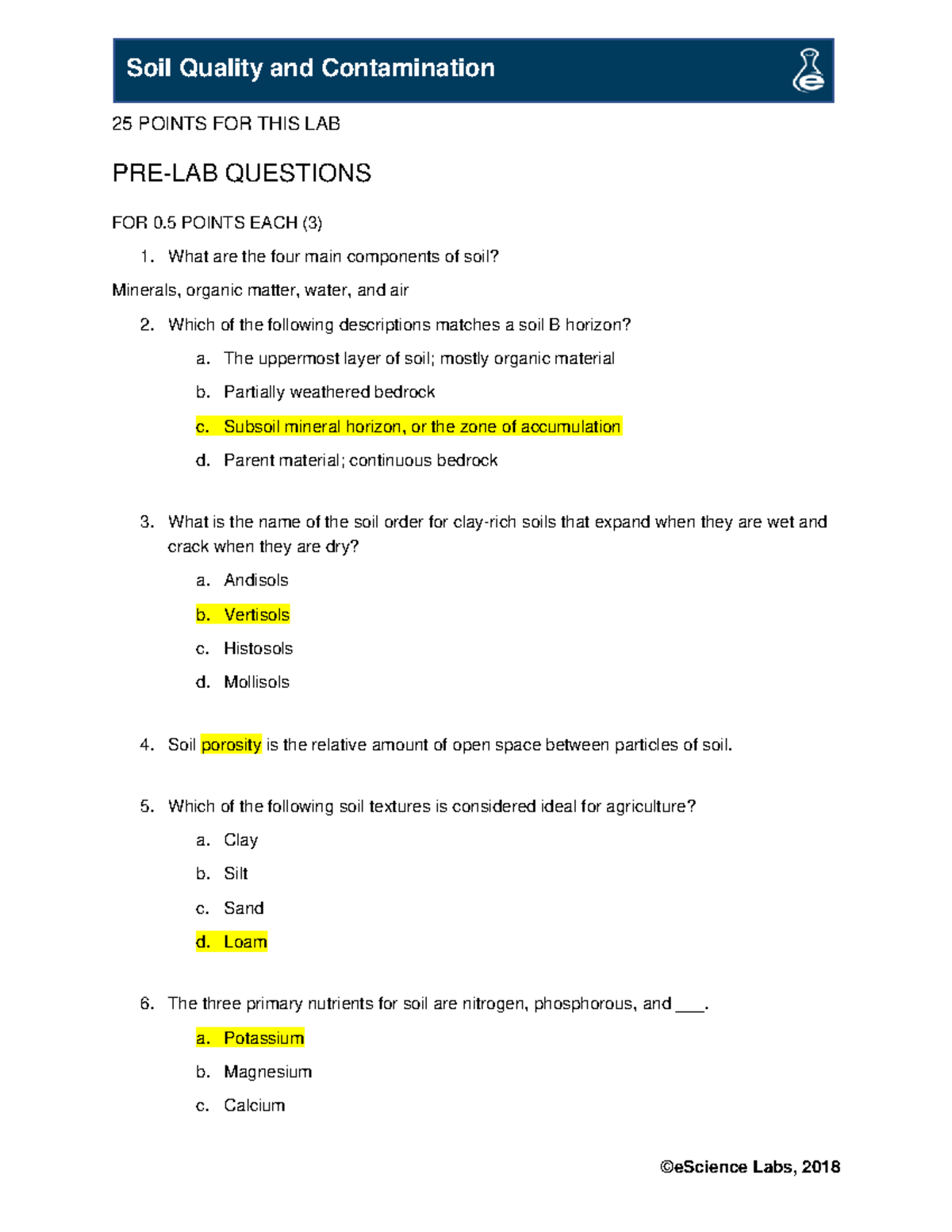 LAB 8 Soil-Quality-Contamination - 25 POINTS FOR THIS LAB PRE-LAB ...