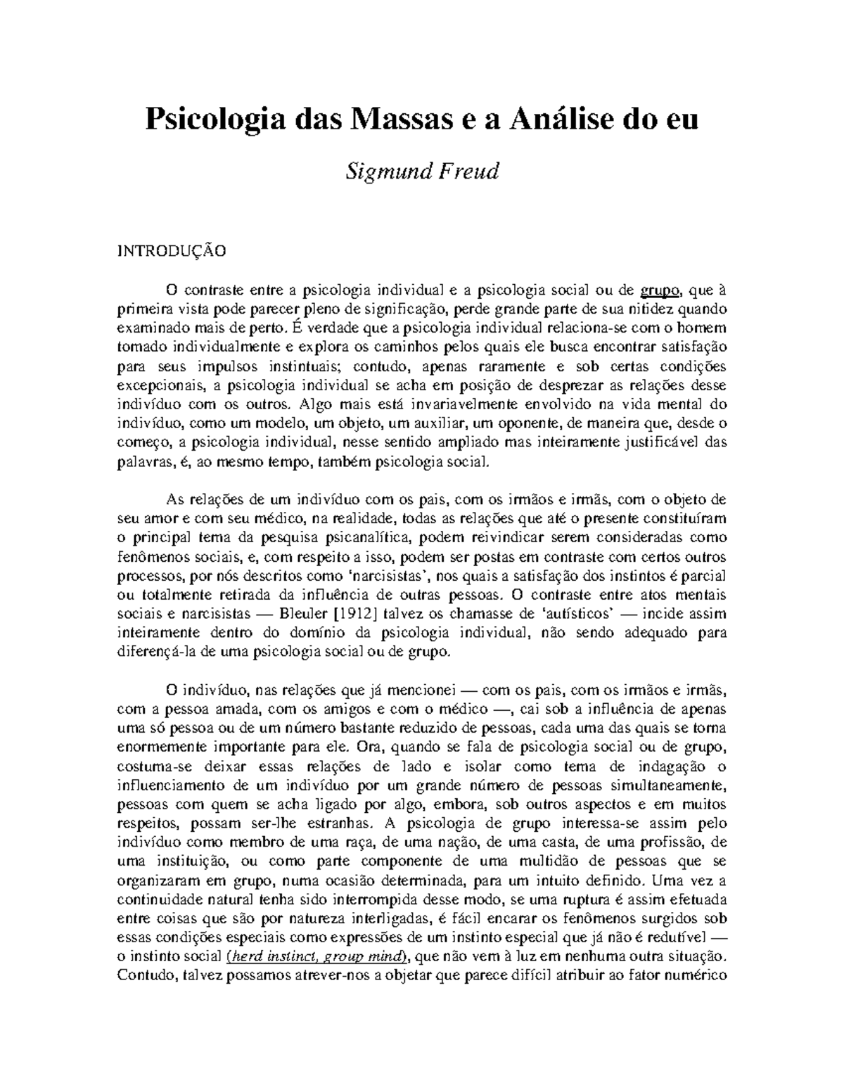 [livro] Freud Psicologia Das Massas E Análise Do Eu Psicologia Das