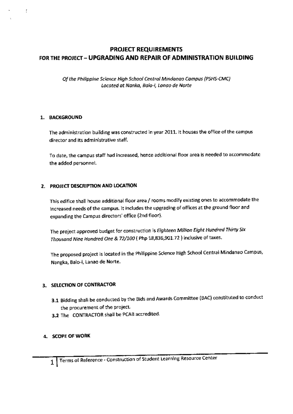 Project-Requirement.Upgrading-2 - Civil Engineering - Studocu