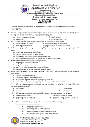 2nd Quarterly Remedial Assessment EXAM IN TLE 9 - Department of ...