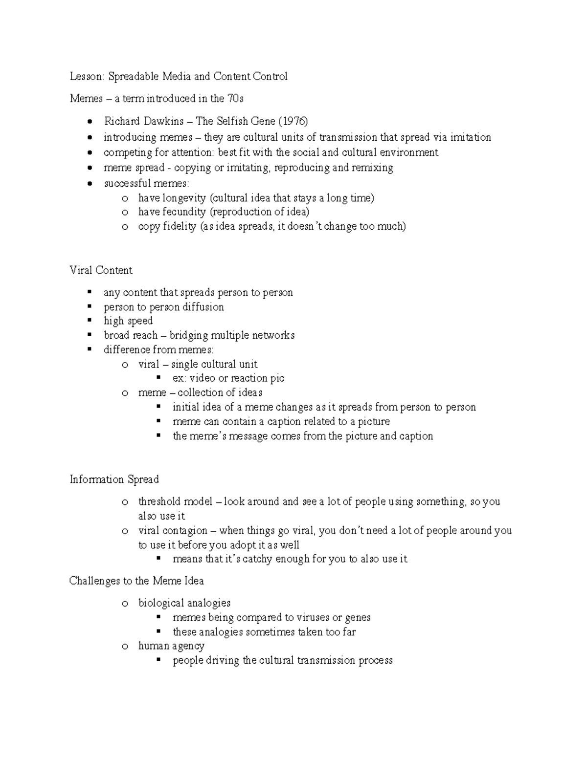 Spreadable Media and Content Control - Studocu