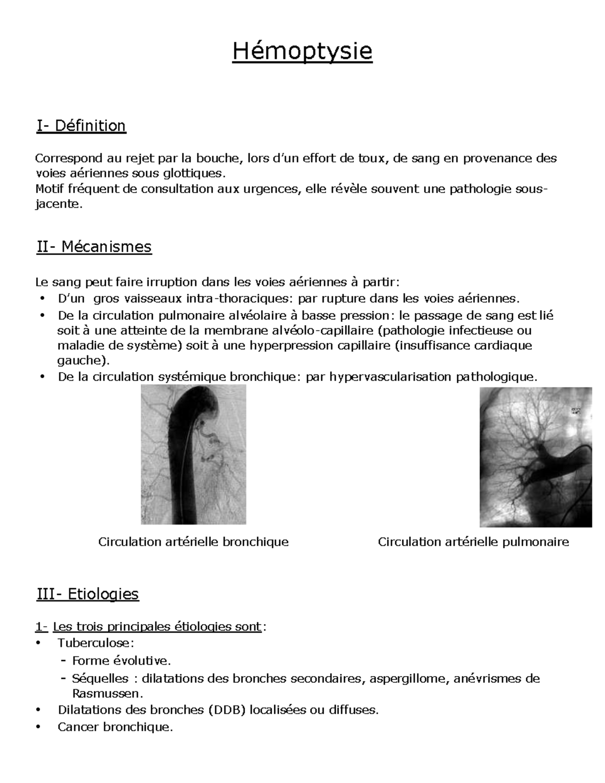 Hémoptysie - Hémoptysie I- Définition Correspond au rejet par la bouche ...