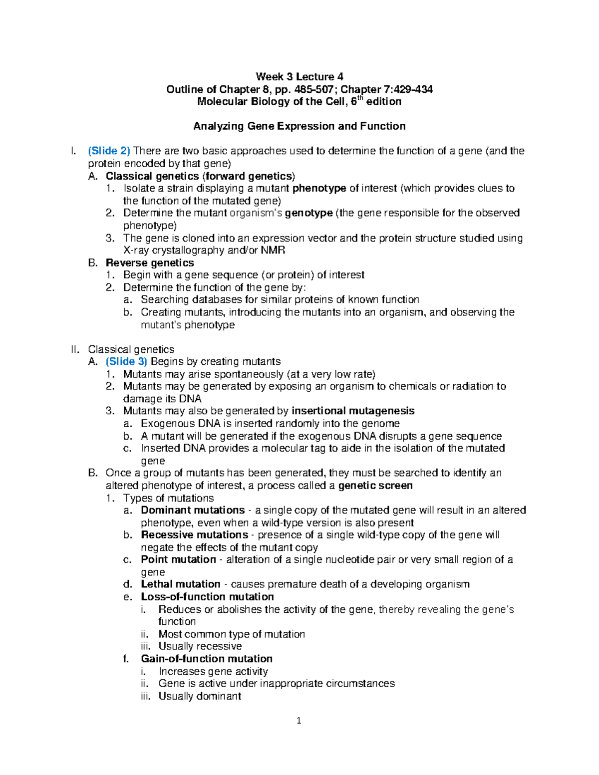 Biol4004 03 Outline 4 2016 Week 3 Lecture 4 Outline Of Chapter 8 Pp 485 507 Chapter 7 429