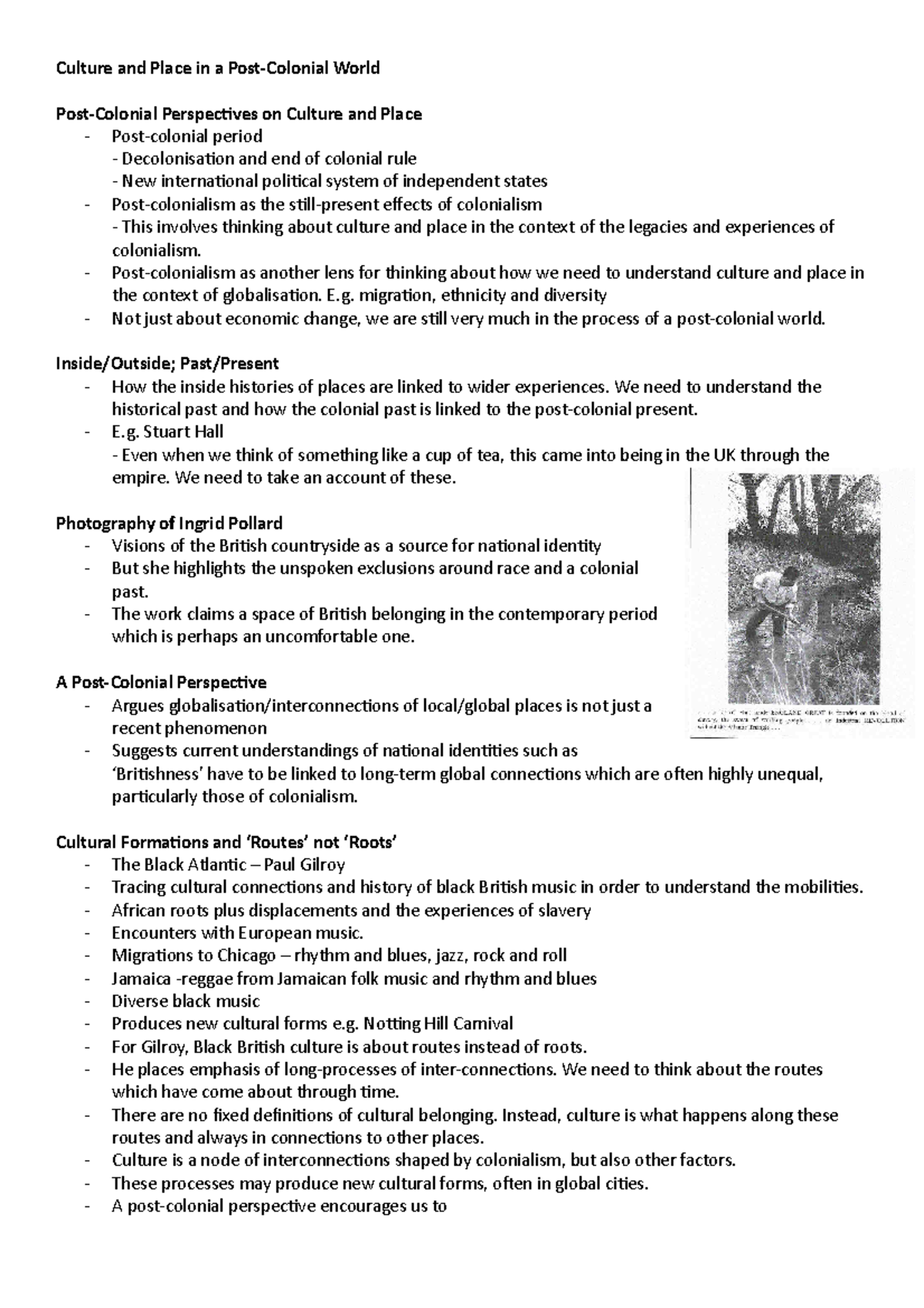 Culture and Place - Post-colonialism as another lens for thinking about ...