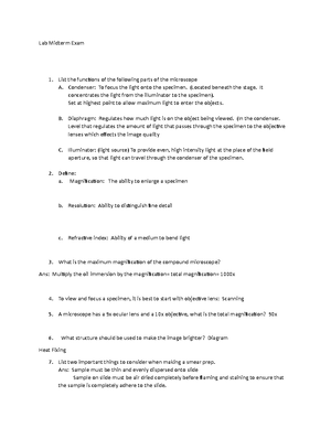 Lecture Exam 2-Review Outline - Microbiology Lecture Exam #2 Review ...