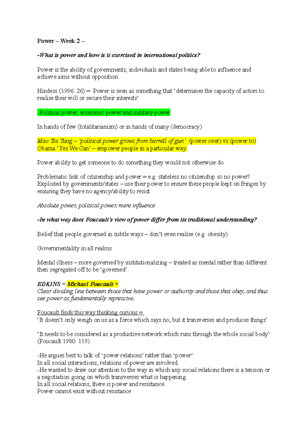 Week 2 - Power - Power – Week 2 – -What is power and how is it ...