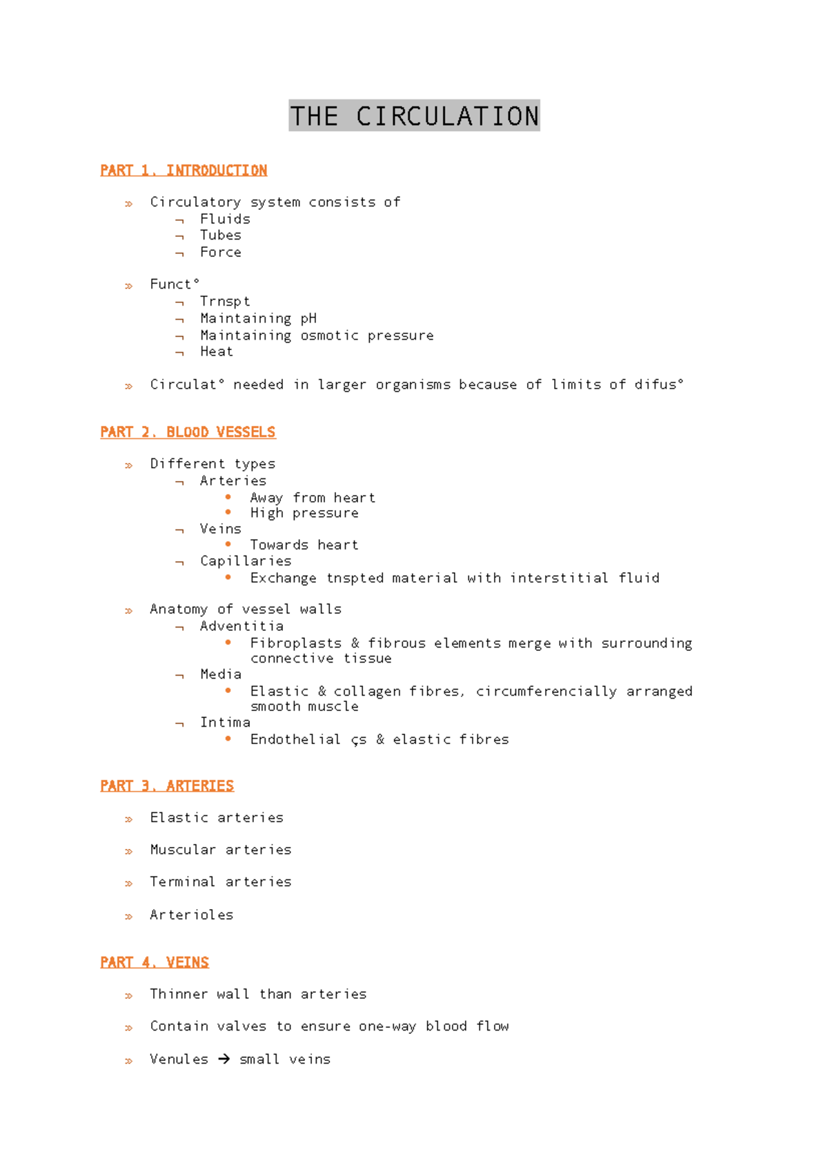 Cardiovascular system - THE CIRCULATION PART 1. INTRODUCTION ...