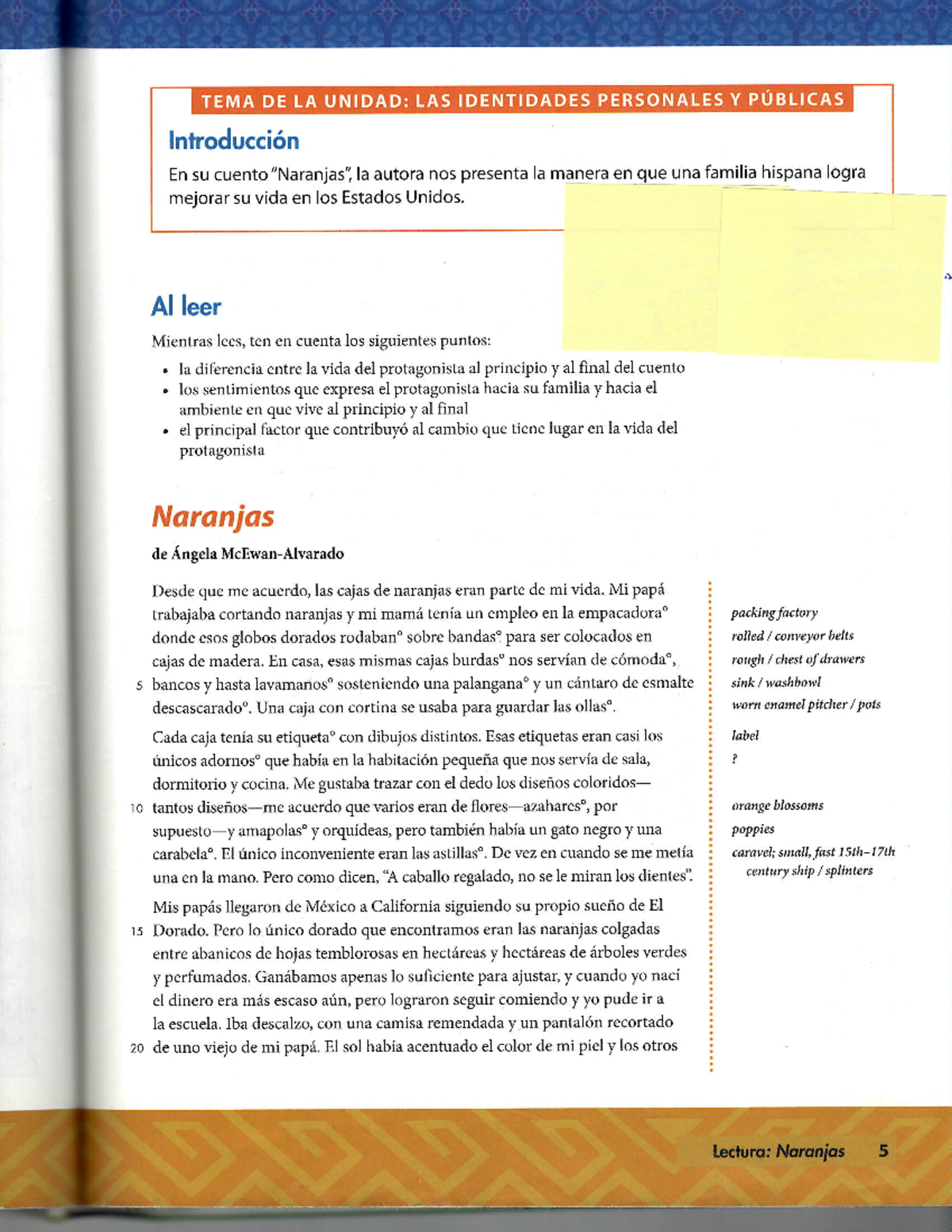 Naranjas - .hkhugtdtbj - TEMA DE LA UNIDAD: LAS IDENTIDADES PERSONALES ...