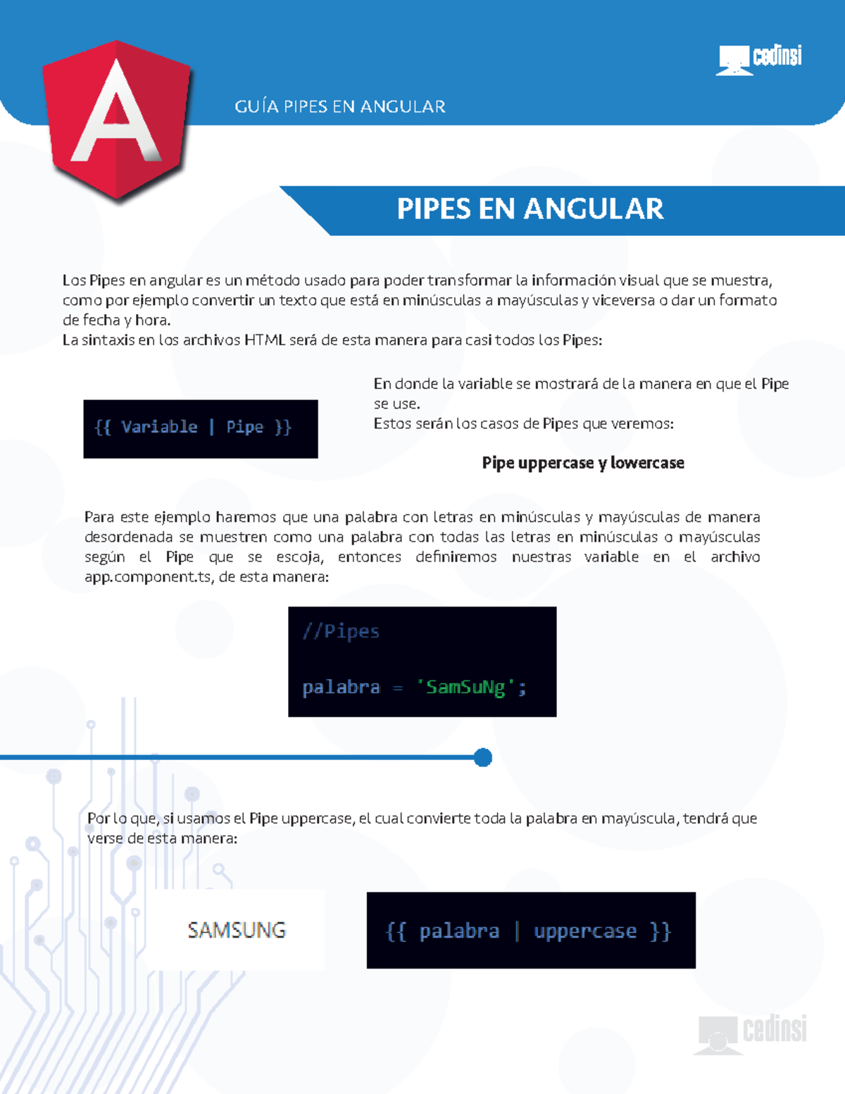 Guia Pipes - talleres de programacion angular - GUÕA PIPES EN ANGULAR PIPES EN ANGULAR Los Pipes ...