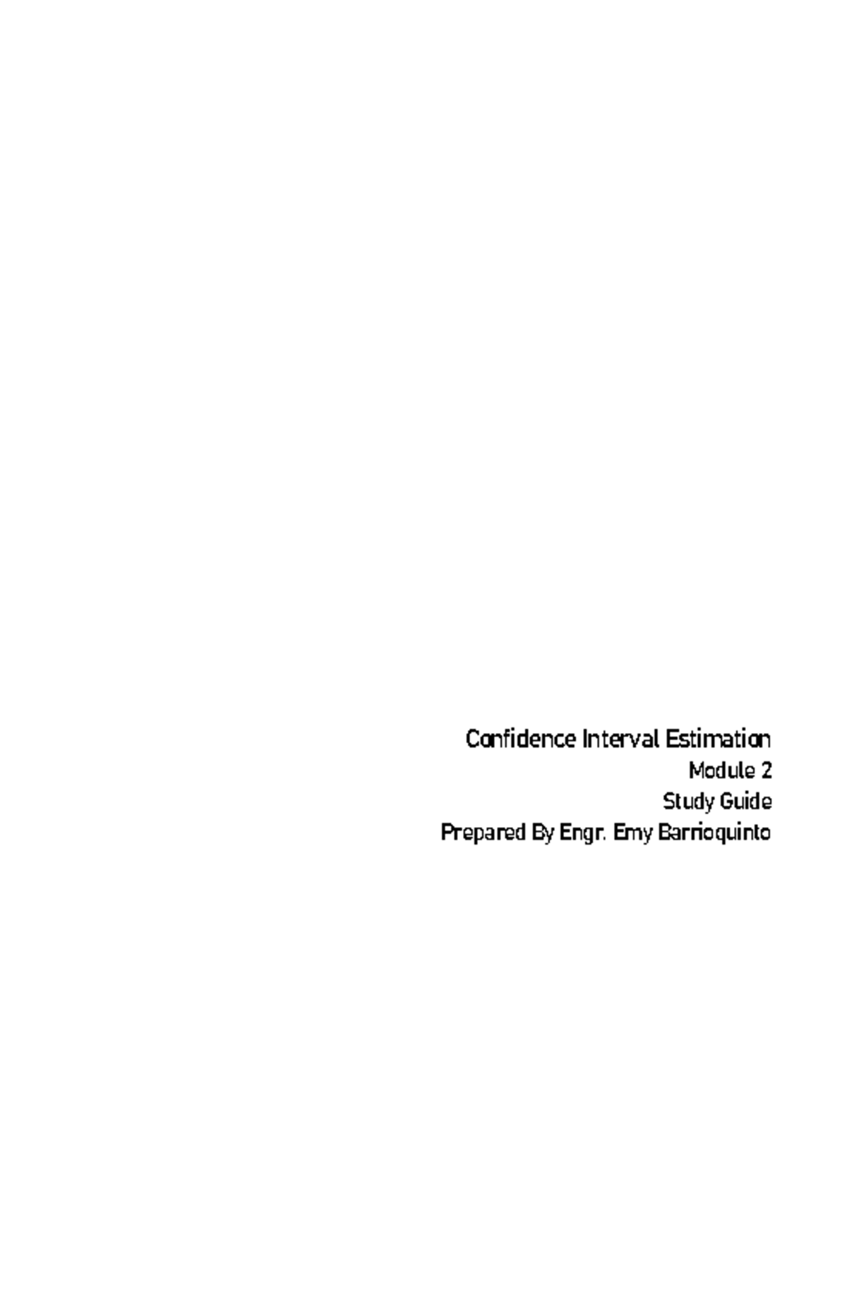 Confidence Interval Estimation V3 Engr EMY B - Confidence Interval ...