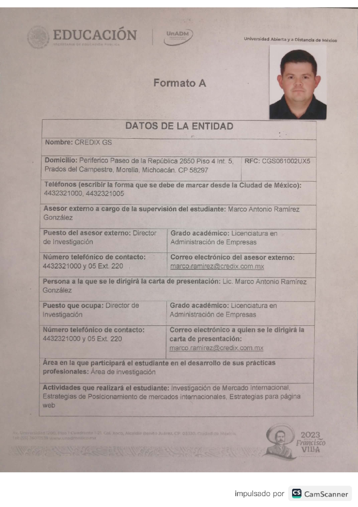 EDFR Formato A - sdfdsfds - Proyecto terminal I - Studocu