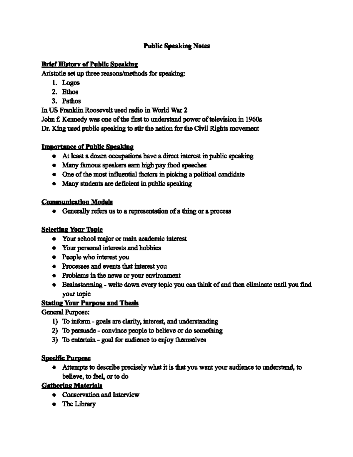 Public Speaking Notes - COMM 2200 - Studocu