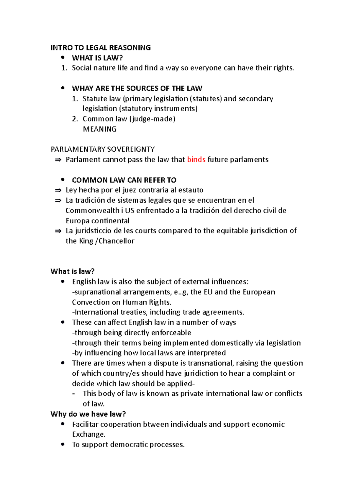 Legal reasoning notes legal reasoning notes - INTRO TO LEGAL REASONING ...